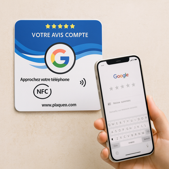 Plaqueo - votre plaque NFC pour collectez facilement des avis Google